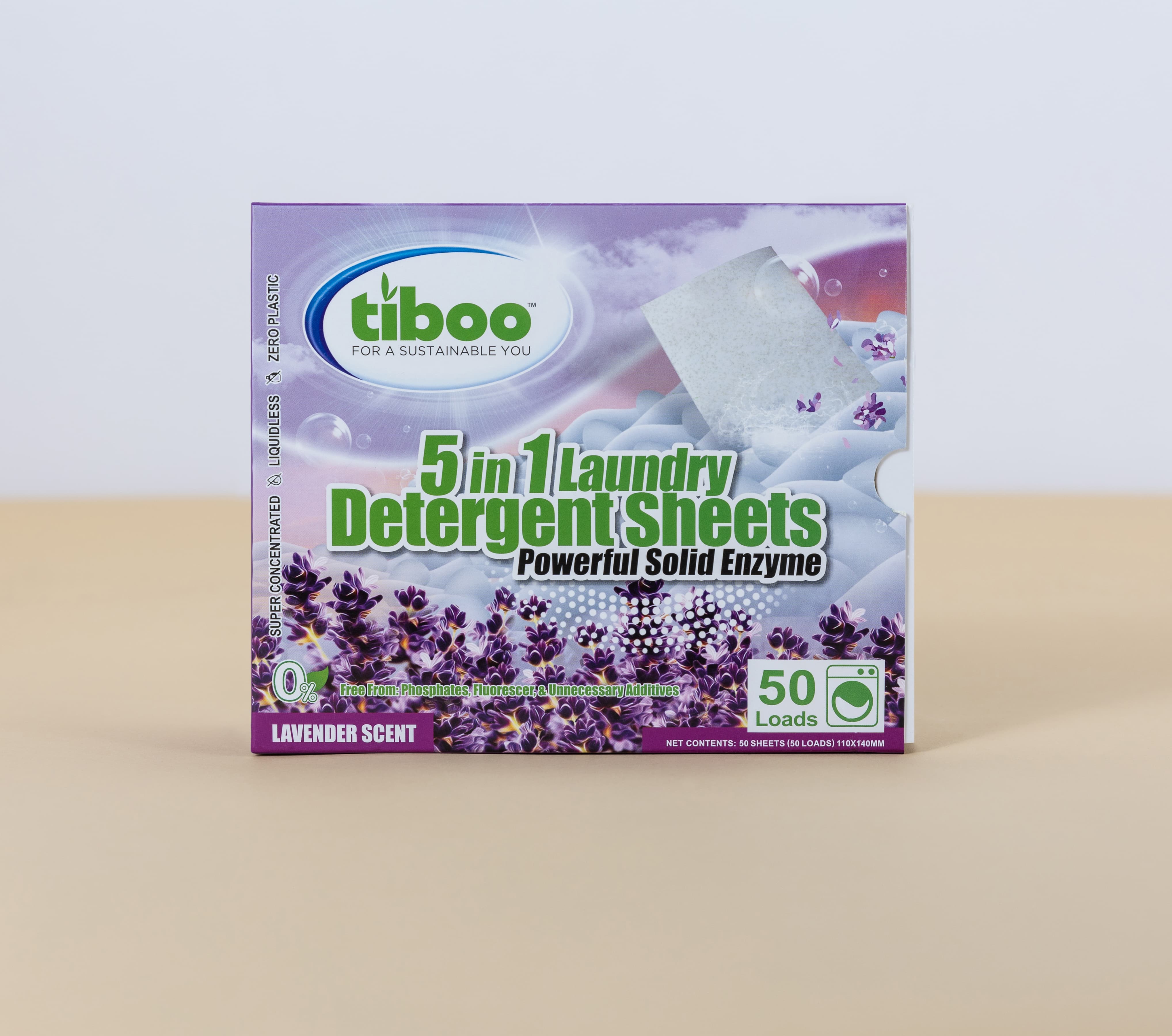 5 in 1 Laundry Detergent Sheets Lavender 2X50 | Tiboo UK