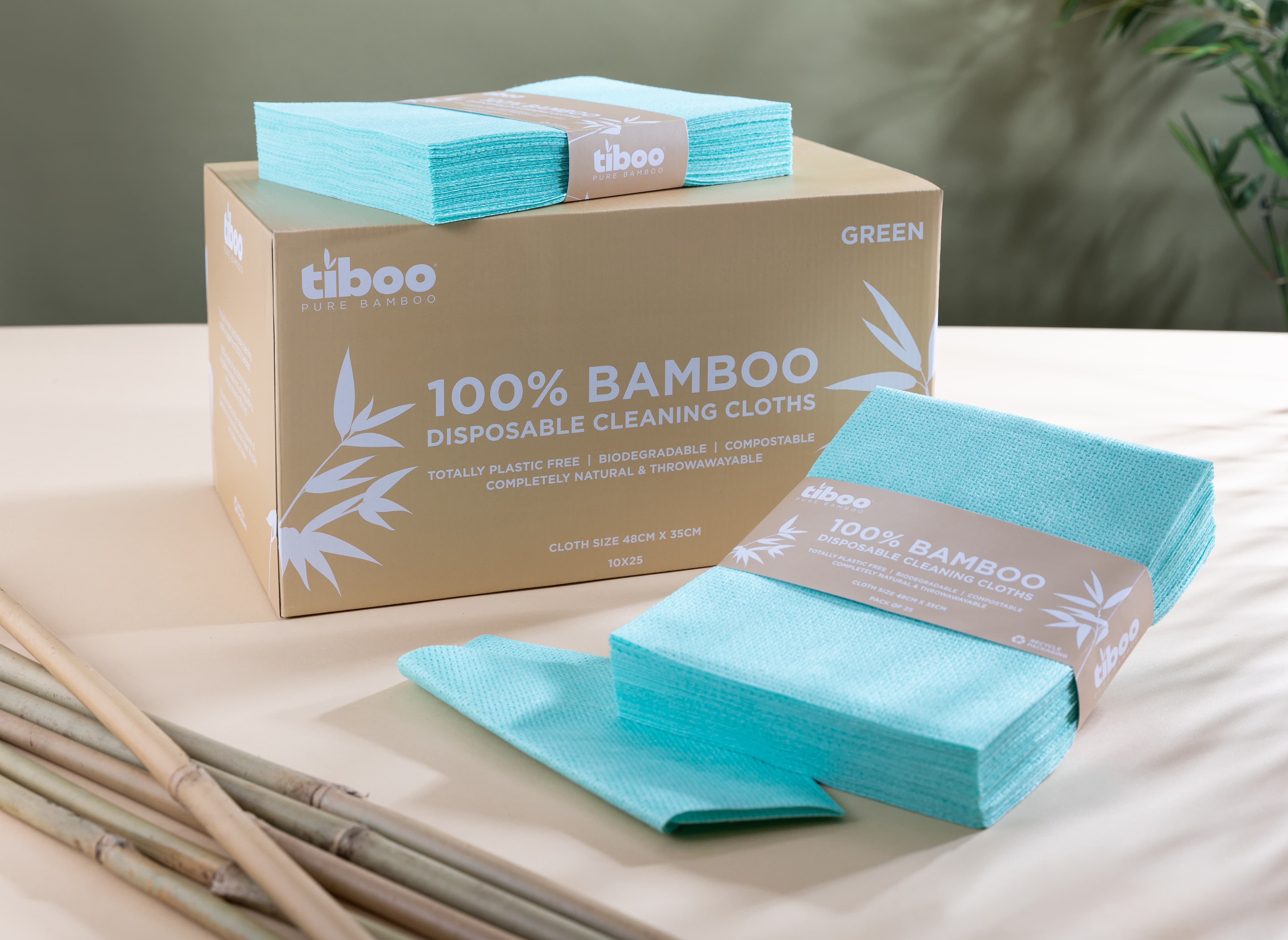 Heavy Duty 100% Bamboo Cleaning Cloths Green X 250