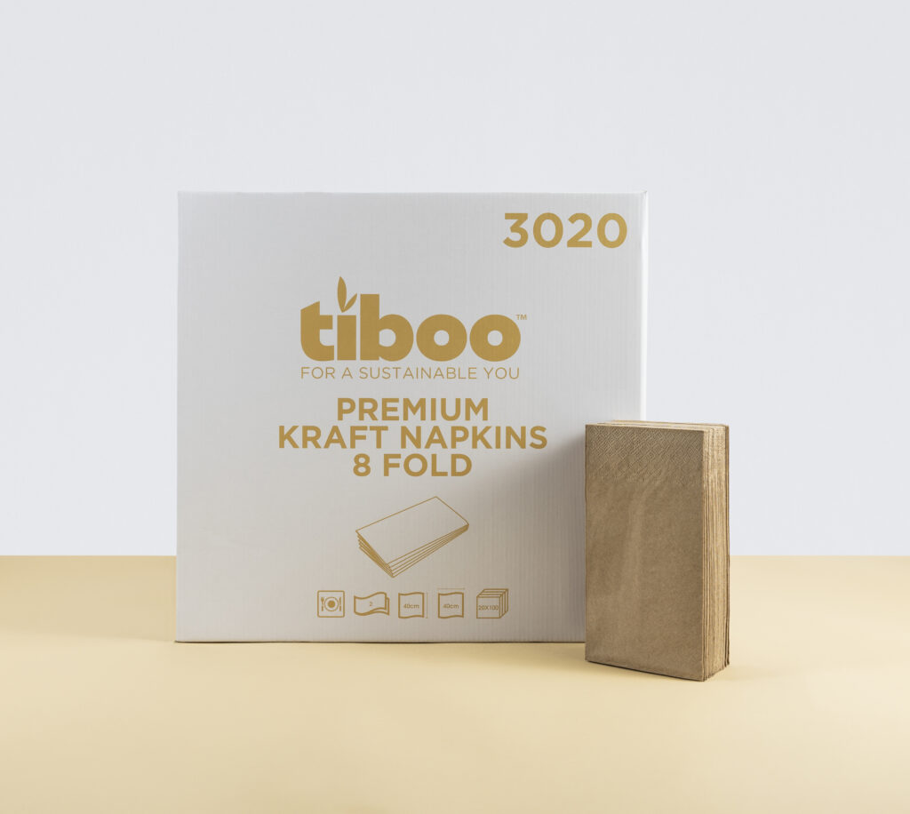 Kraft Dinner Napkins 2ply 8 Fold 40cm x 40cm 20x100 | Tiboo