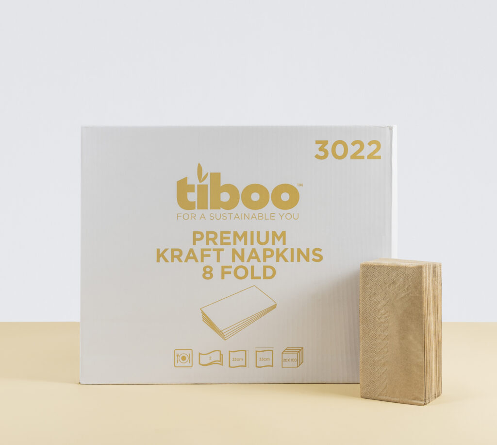 Kraft Luncheon Napkins 2ply 8 Fold 33cm x 33cm 20x100 | Tiboo