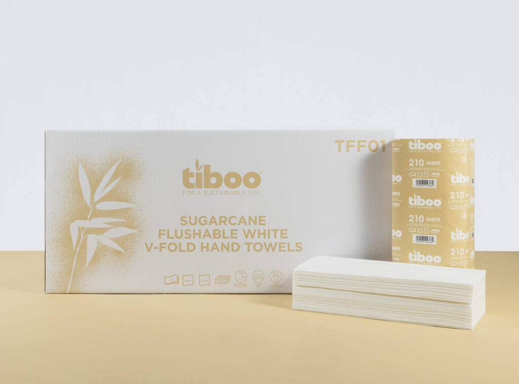 Luxury Flushable Sugarcane V-Fold Hand Towels 2Ply x 3150 | Tiboo