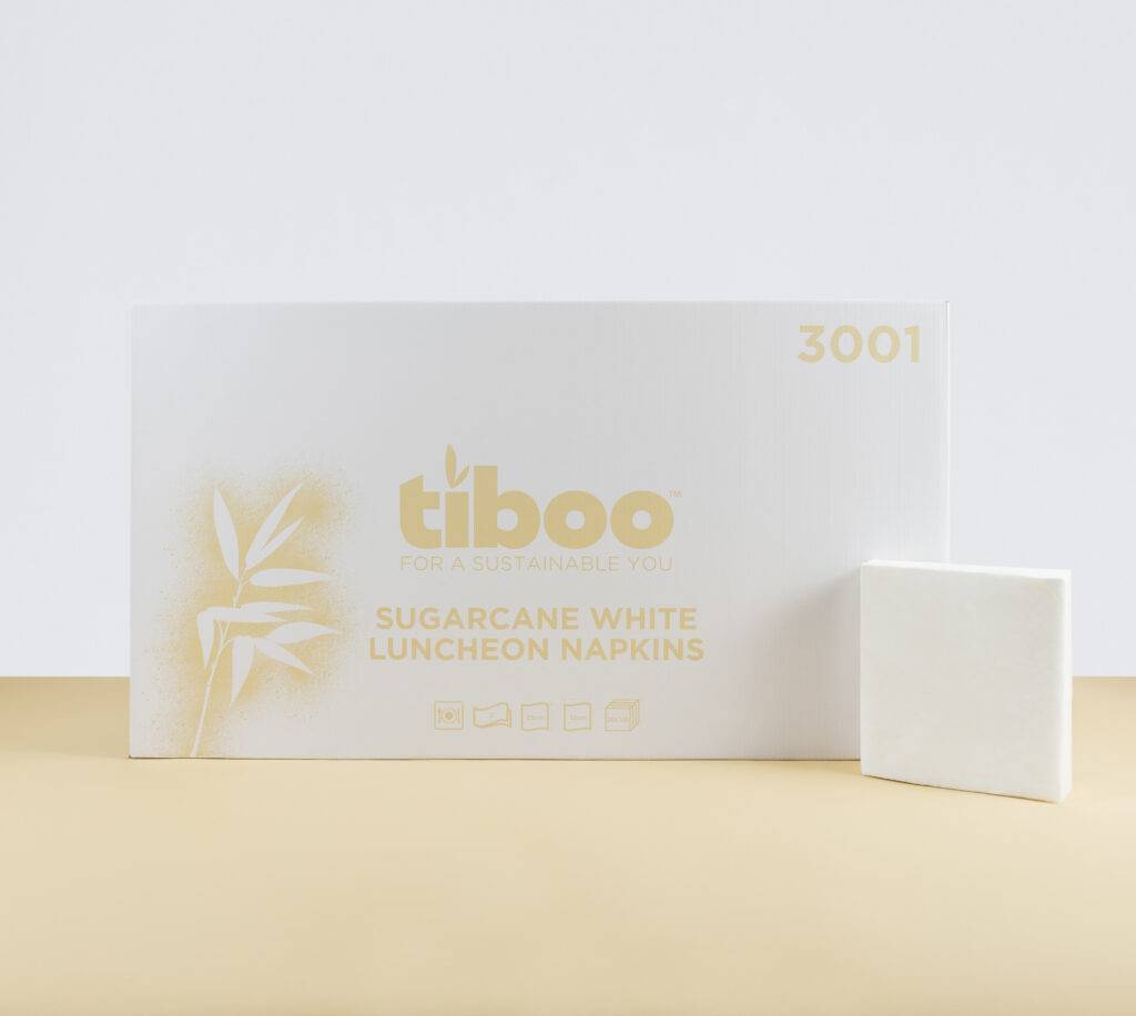 Sugarcane 2ply White Luncheon Napkins 33cm x 33cm 20x100 | Tiboo
