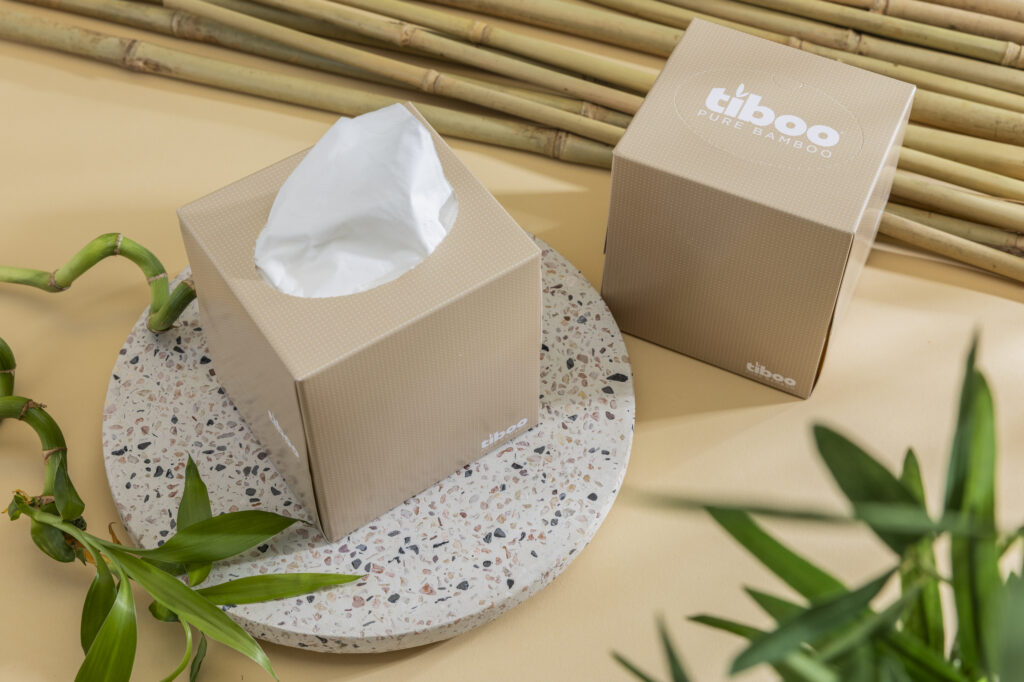 100% Natural Unwhitened Bamboo Cube Facial Tissues - 24 Boxes