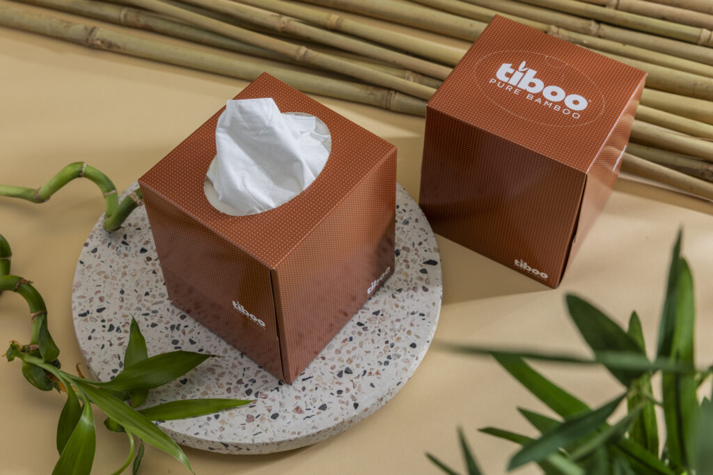 100% Natural Unwhitened Bamboo Cube Facial Tissues - 24 Boxes